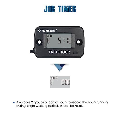 Runleader RL-HM019C Rotating Shaft Hour Meter Tachometer RPM Magnetic