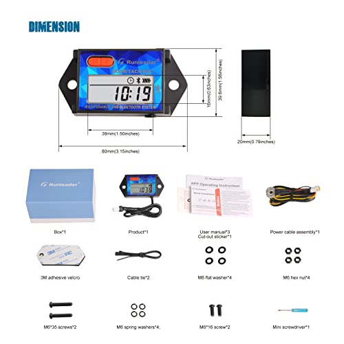 Runleader RL-HM027-BT Digital Bluetooth Hours Tachometer APP Remote Co