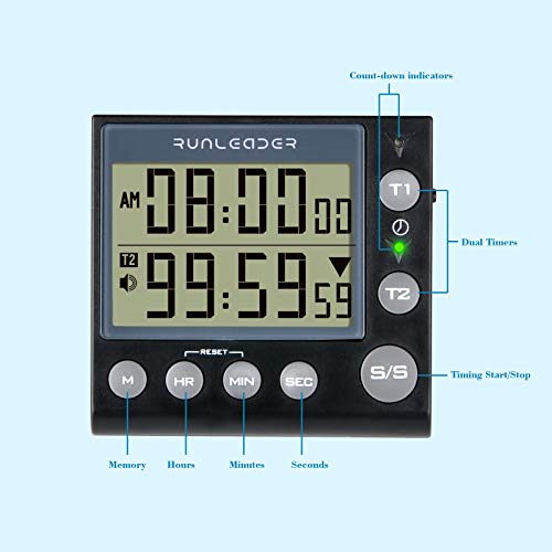 Runleader RL-KT002 Kitchen Timer, Bakery Timer, Digital Display Cookin