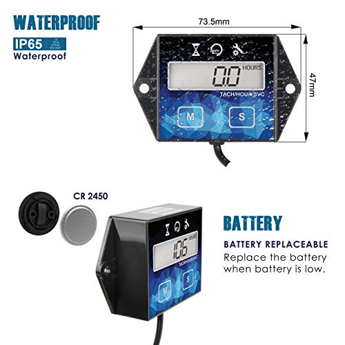 Runleader RL-HM011F Small Engine Hour Meter, Digital Tachometer, Maint